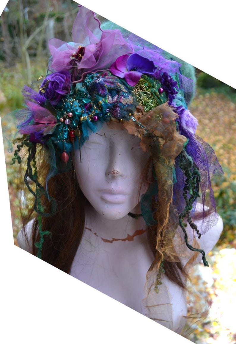 Wonderful Teal Angora Hand Dyed Large Loose Elf Hat QUEEN of FAIRY ...
