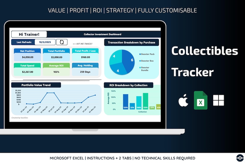 Pokemon Card Collection Tracker: Excel ROI Dashboard for TCG Investors ...