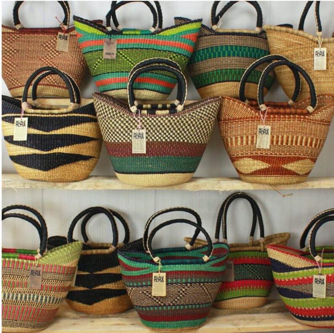 Large Ghana Baskets Market Basket Large U Shaped Bolga Shopper Basket ...