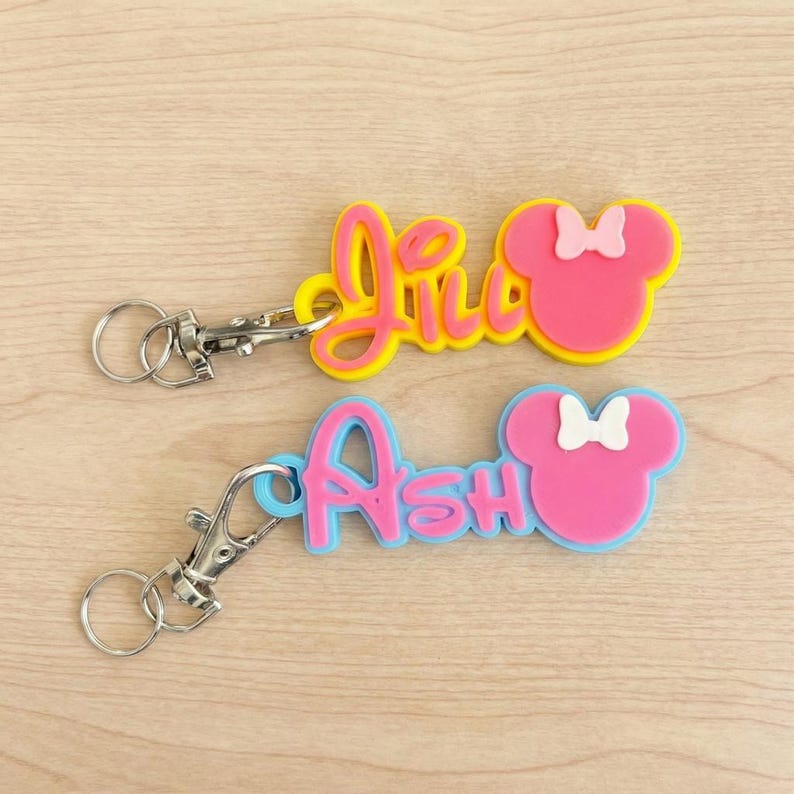 Custom Disney Name Keychain Personalized | 3D Printed Bag Tag, Backpack ...