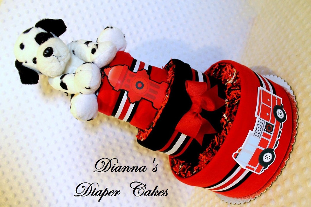 Fire Fighter Baby Diaper Cake Fire Man Engine Dalmation Shower Gift or ...