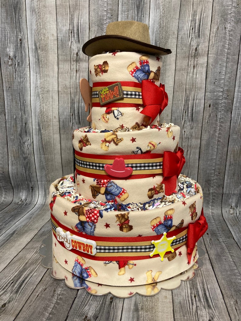 Baby Diaper Cake Cowboy Country Shower Gift Centerpiece | Etsy