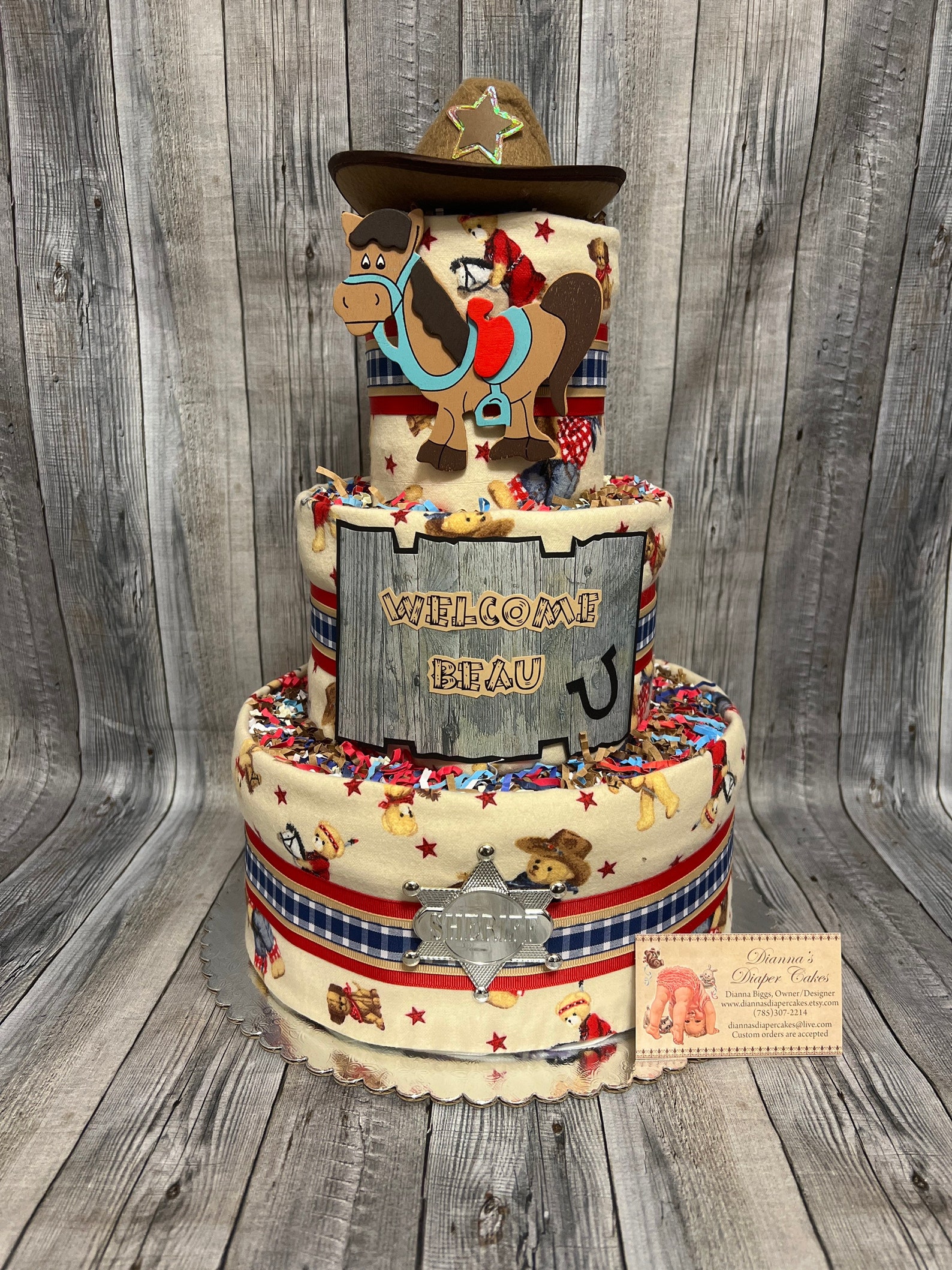 Baby Diaper Cake Cowboy Country Shower Gift Centerpiece | Etsy