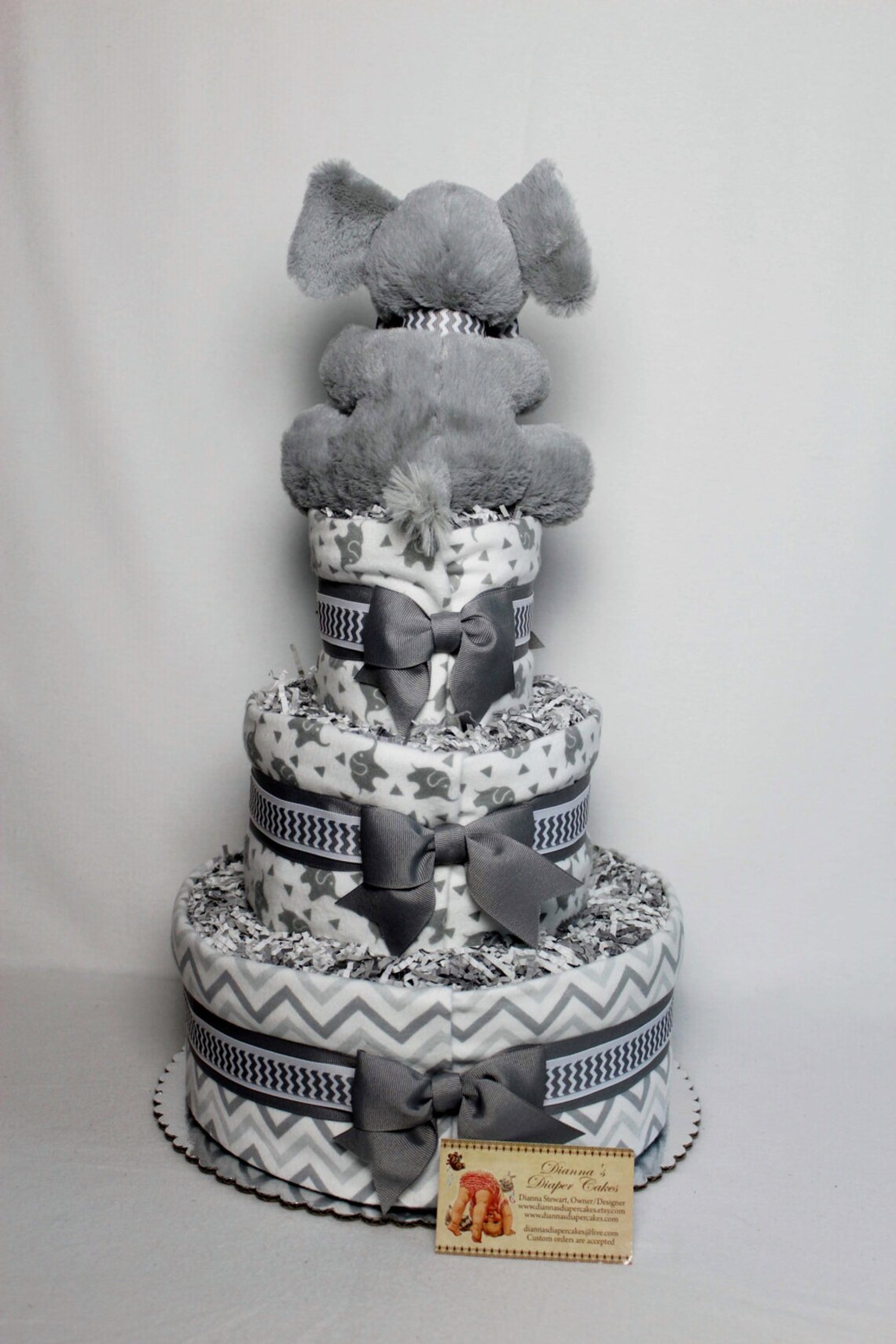Baby Diaper Cake Elephants Shower Gift Centerpiece COLOR OPTIONS ...