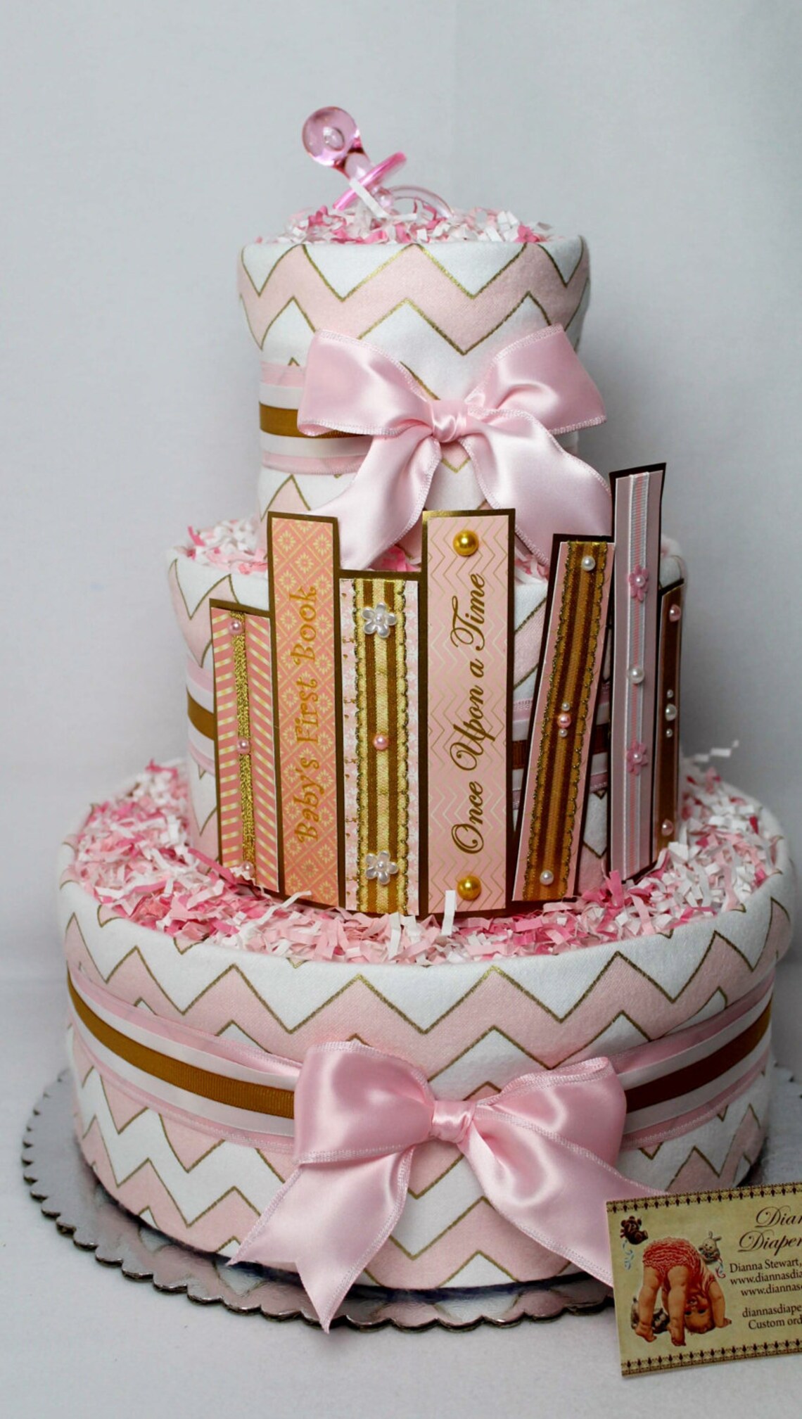 Story Books Baby Diaper Cake Pink Gold Girls Shower Gift or - Etsy