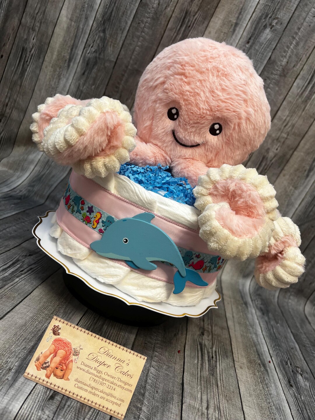 Octopus Baby Diaper Cake Under the Sea Shower Centerpiece Gift Present ...
