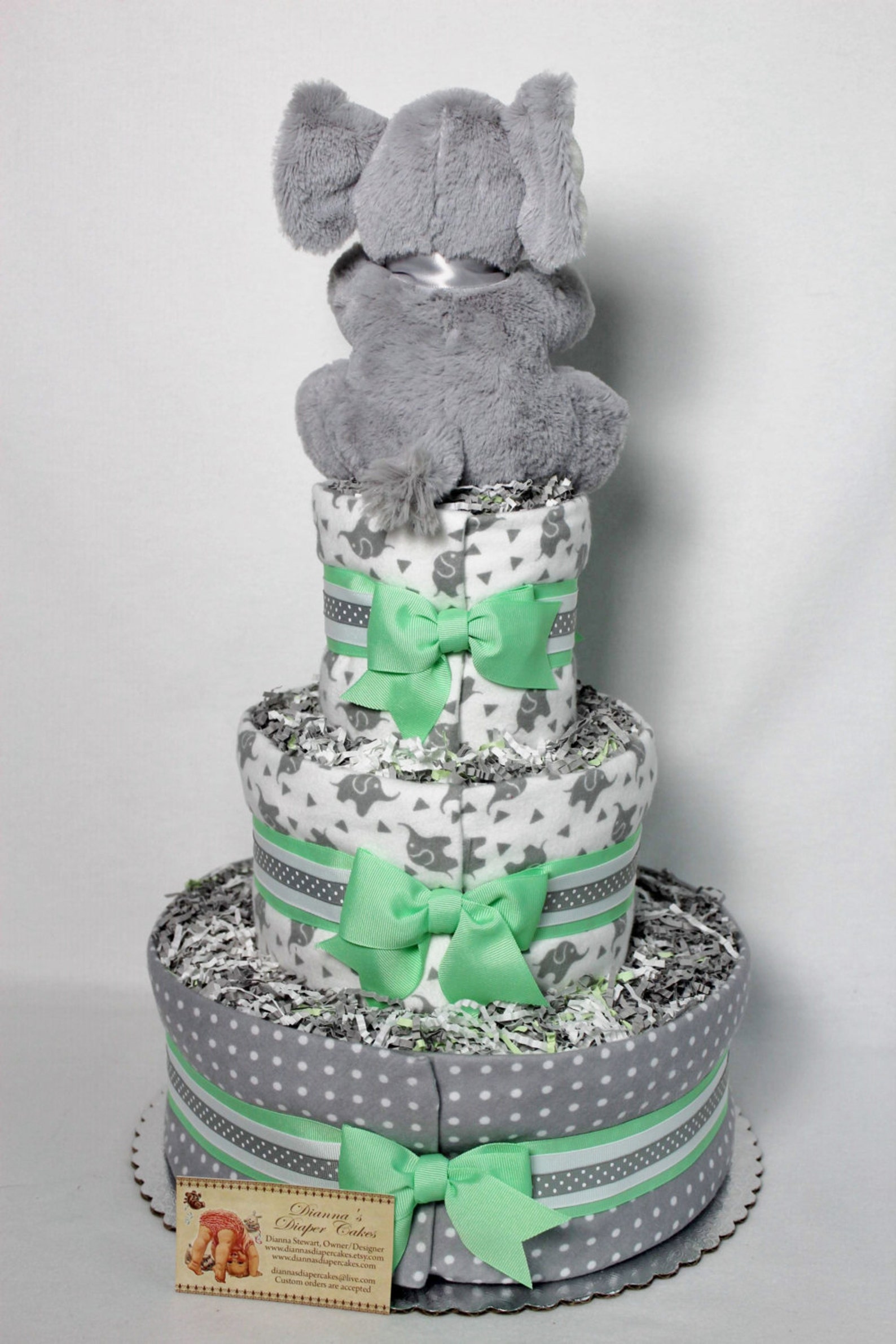 Elephants Baby Diaper Cake CHOOSE COLOR Shower Gift | Etsy