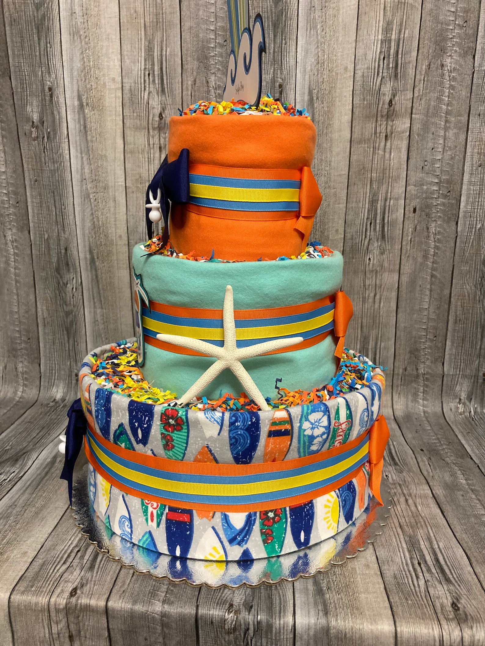Baby Diaper Cake Surfing Surfer Shower Centerpiece Gift Baby | Etsy