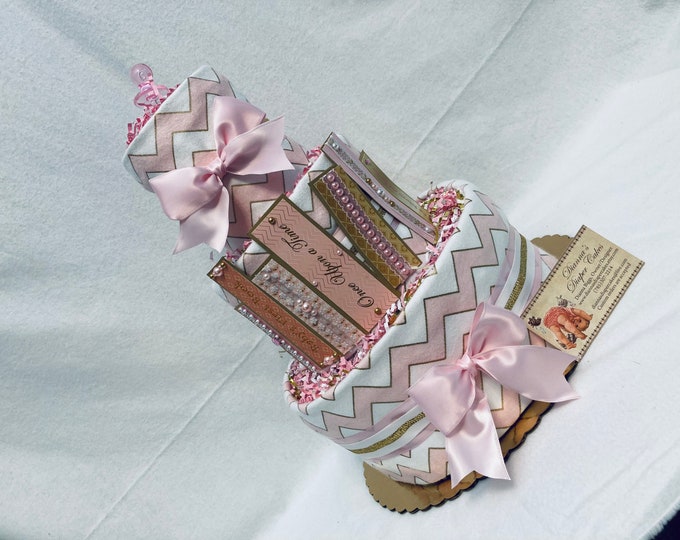 Story Books Baby Diaper Cake Pink Gold Girls Shower Gift or - Etsy