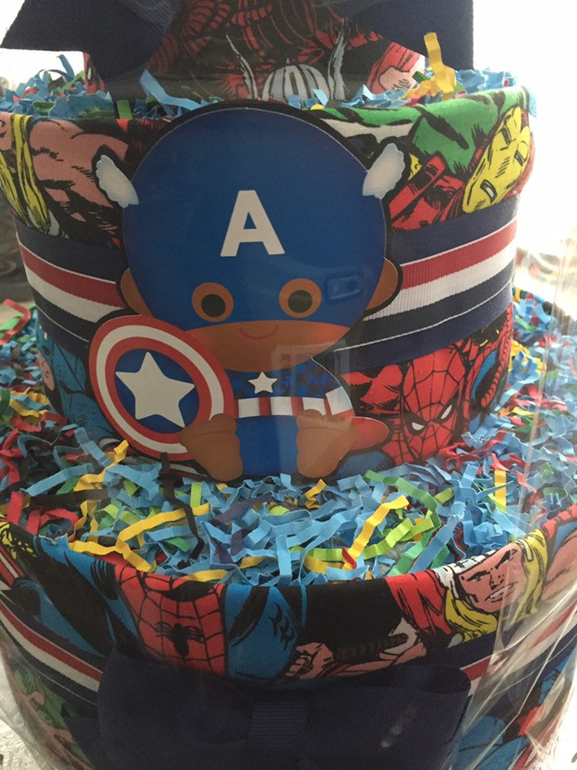 Super Hero Baby Diaper Cake Shower Gift Centerpiece Superhero - Etsy