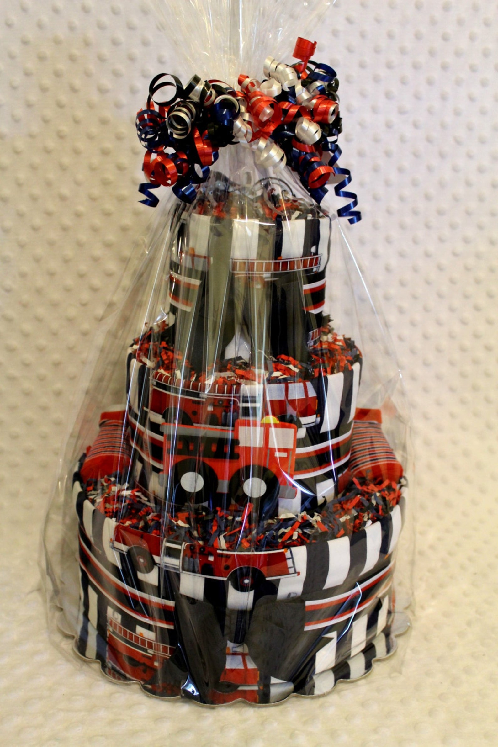 Baby Diaper Cake Fire Engine Fireman SELECT TOPPER Hero Shower Gift ...