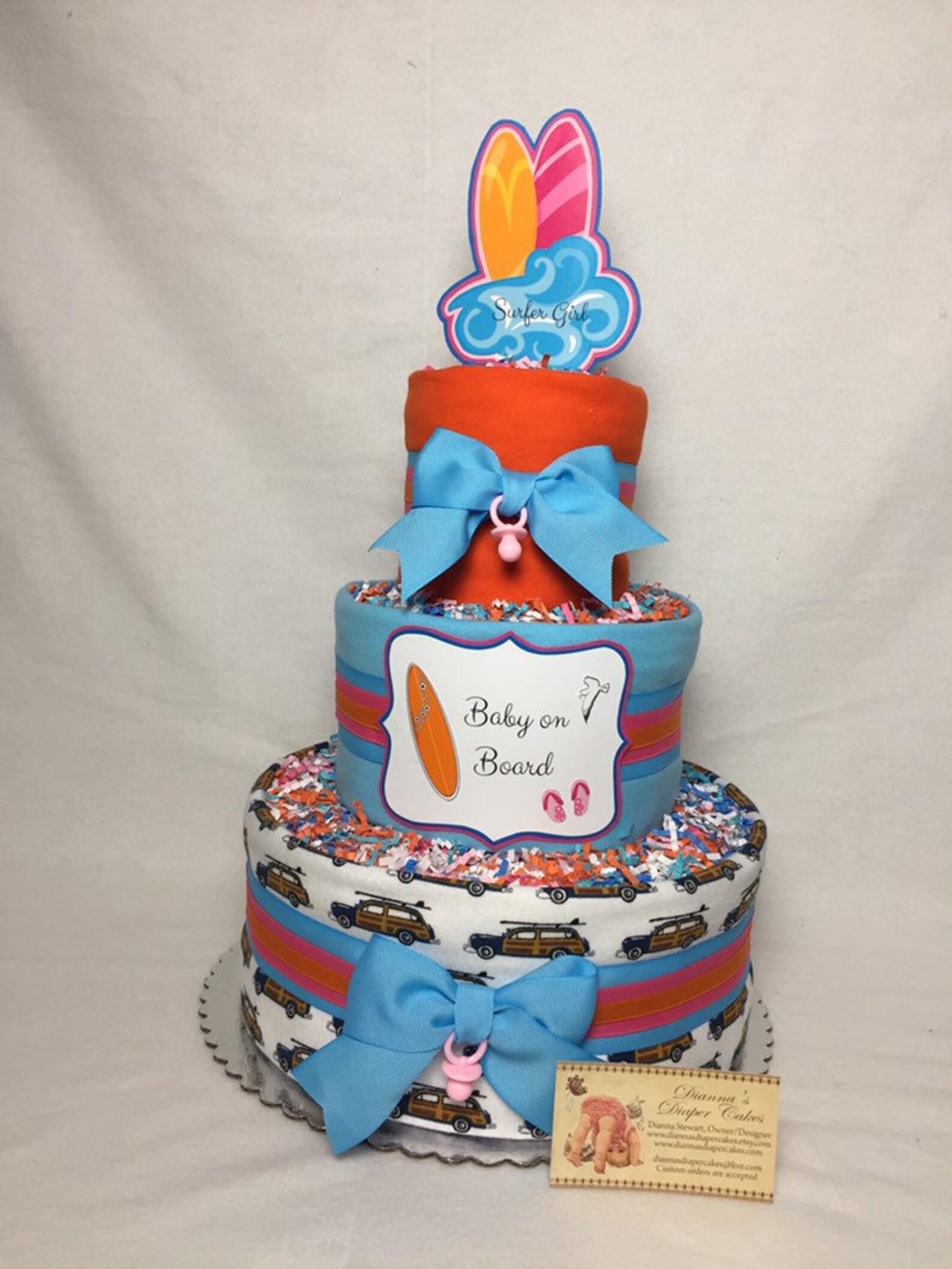 Baby Diaper Cake Surfing Surfer Shower Centerpiece Gift Baby - Etsy