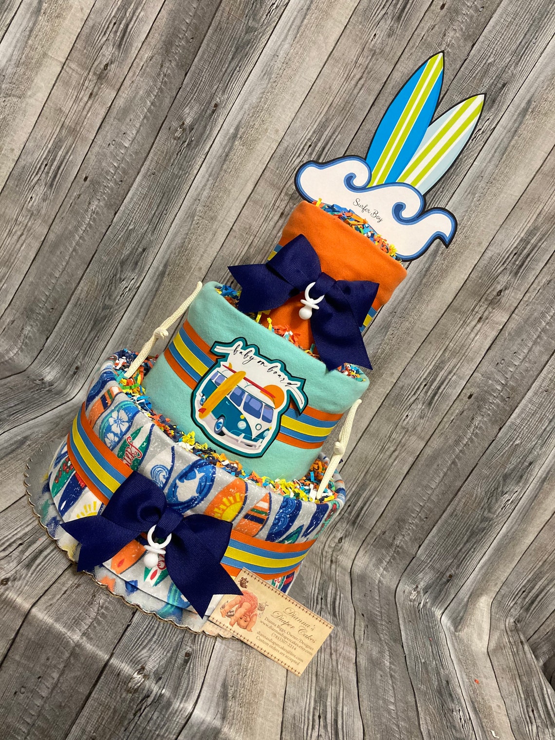 Baby Diaper Cake Surfing Surfer Shower Centerpiece Gift Baby | Etsy