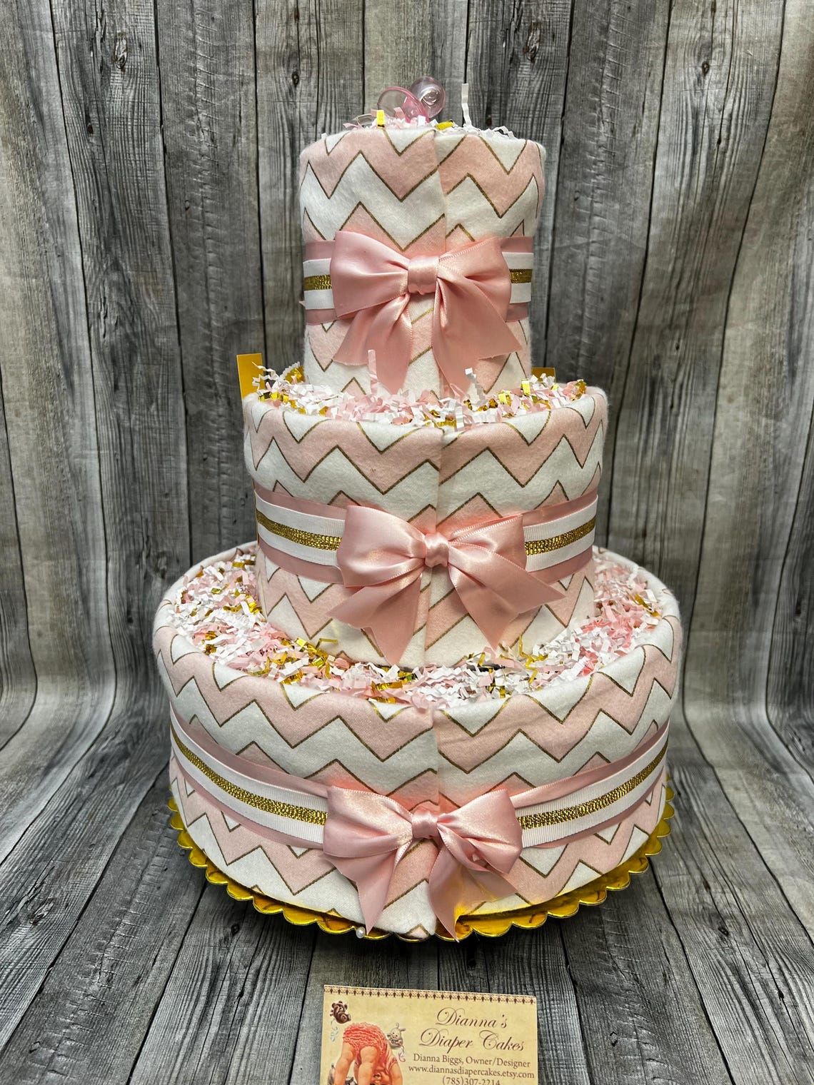 Story Books Baby Diaper Cake Pink Gold Girls Shower Gift or Centerpiece ...