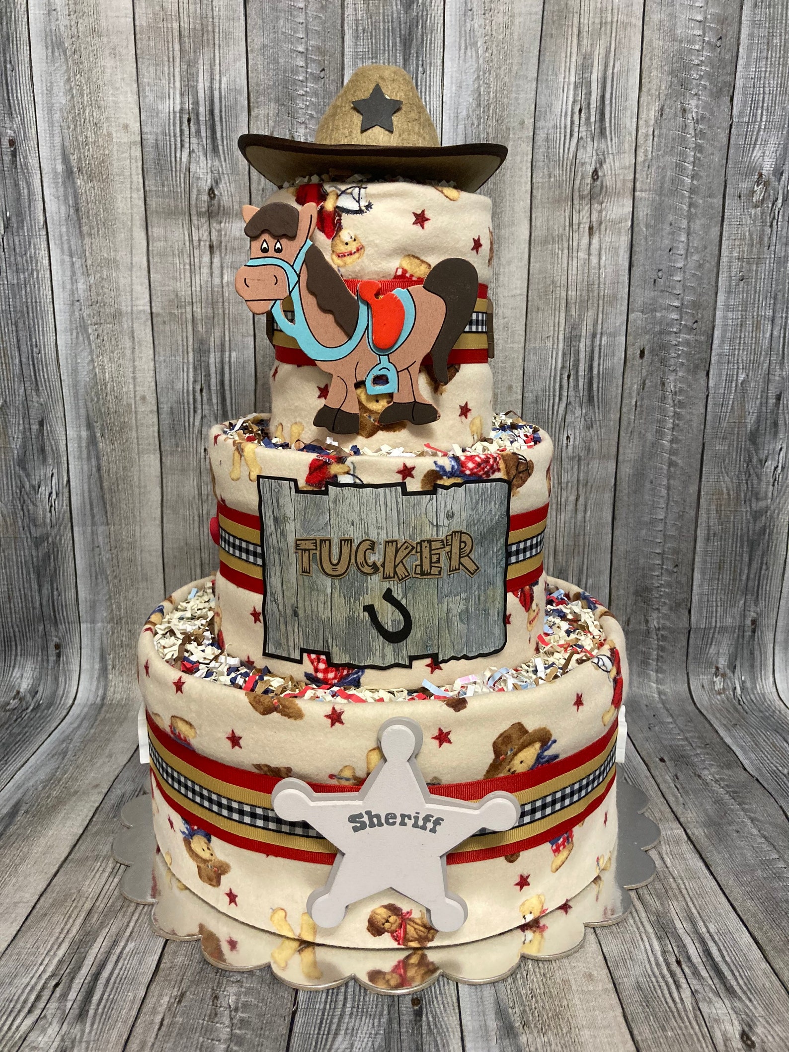 Baby Diaper Cake Cowboy Country Shower Gift Centerpiece | Etsy