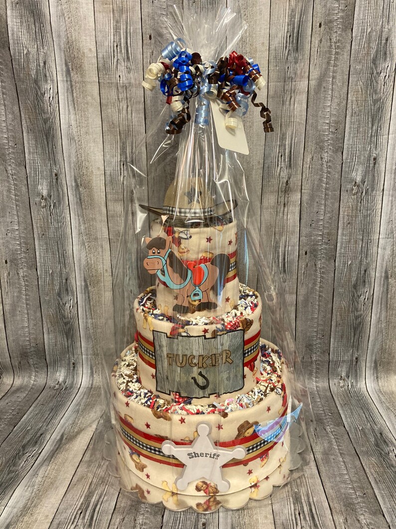 Baby Diaper Cake Cowboy Country Shower Gift Centerpiece - Etsy