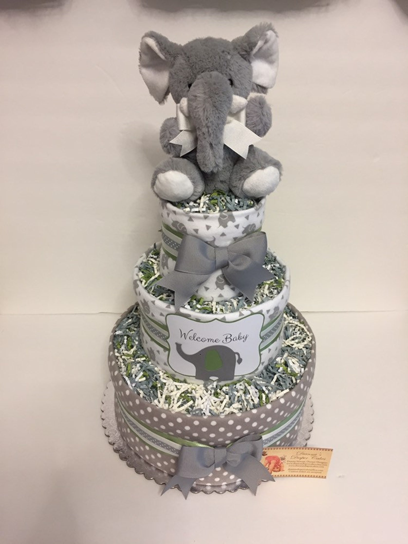 Elephants Baby Diaper Cake CHOOSE COLOR Shower Gift | Etsy