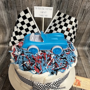 Racing Car Baby Diaper Cake: Boy Shower Centerpiece - Etsy
