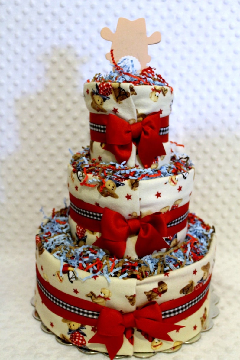 Baby Diaper Cake Cowboy Country Shower Gift Centerpiece 2 | Etsy