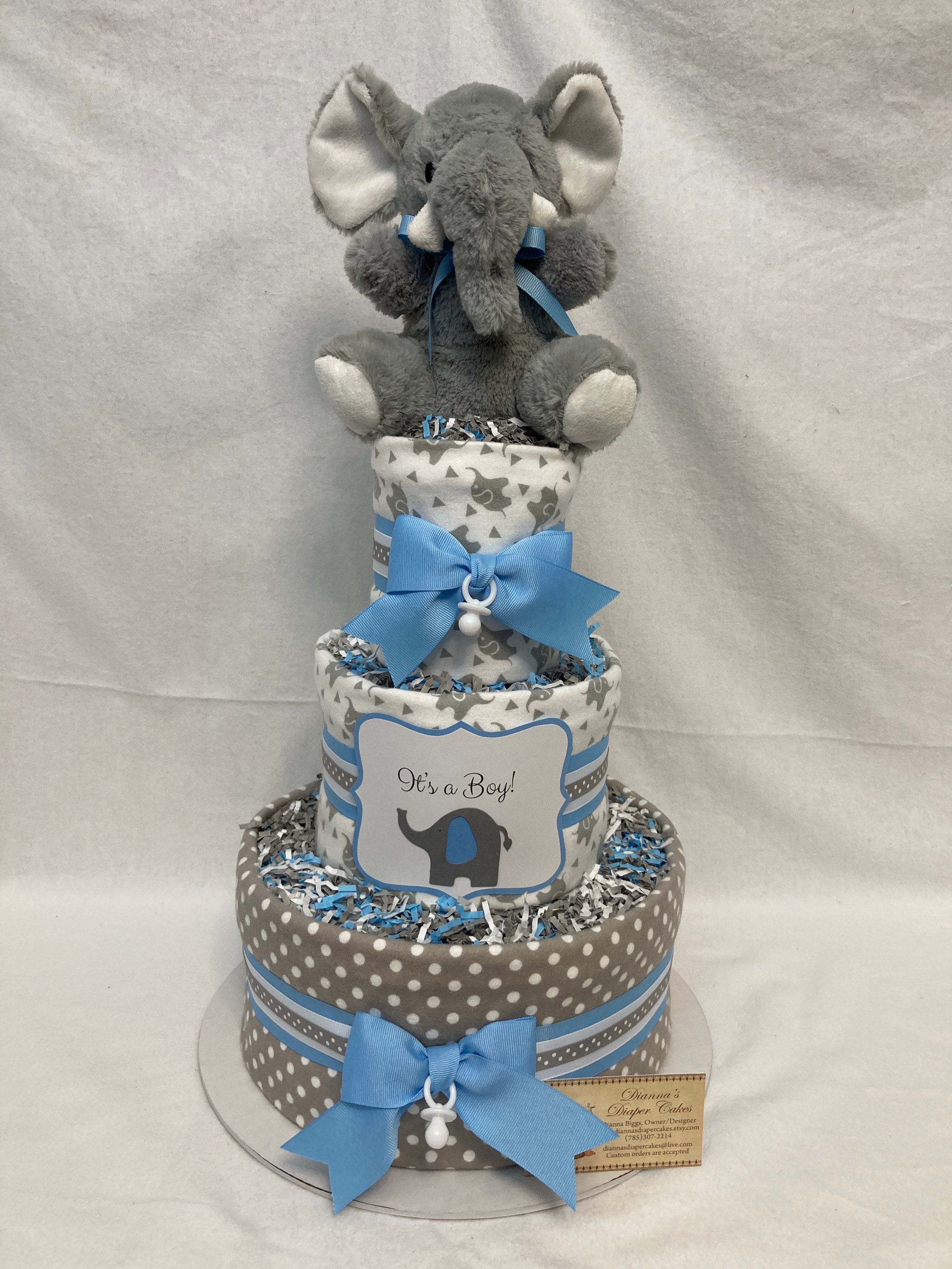 Elephants Baby Diaper Cake CHOOSE COLOR Shower Gift | Etsy