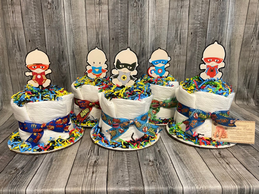 Superhero Babies SELECT SKIN TONE Baby Diaper Cakes Set of 5 Shower ...