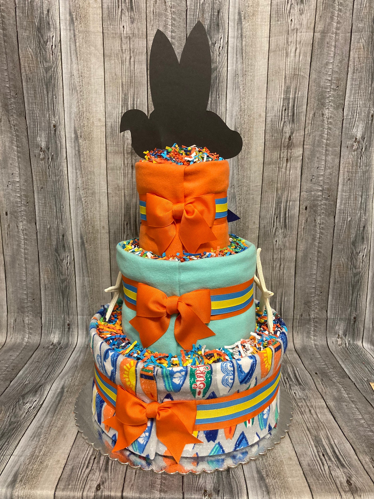 Baby Diaper Cake Surfing Surfer Shower Centerpiece Gift Baby on Board ...