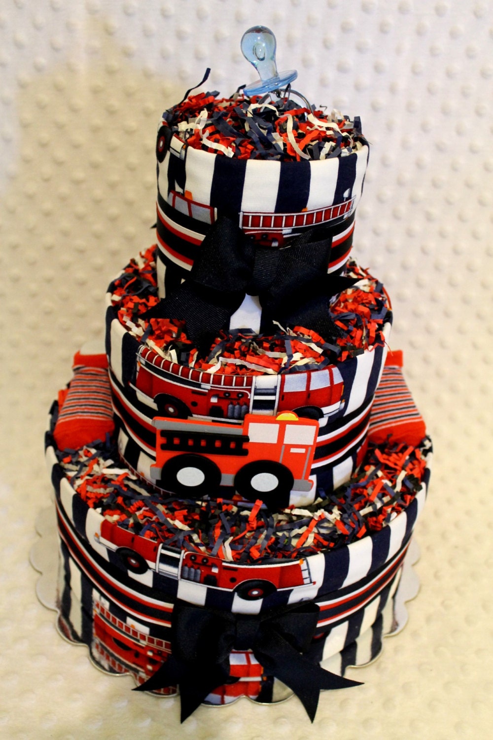 Baby Diaper Cake Fire Engine Fireman SELECT TOPPER Hero Shower Gift ...