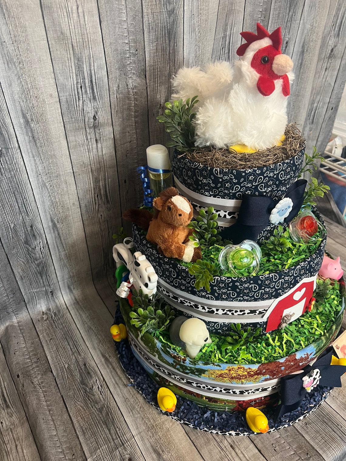Baby Diaper Cake Farm Animals SELECT FABRIC Country Shower | Etsy