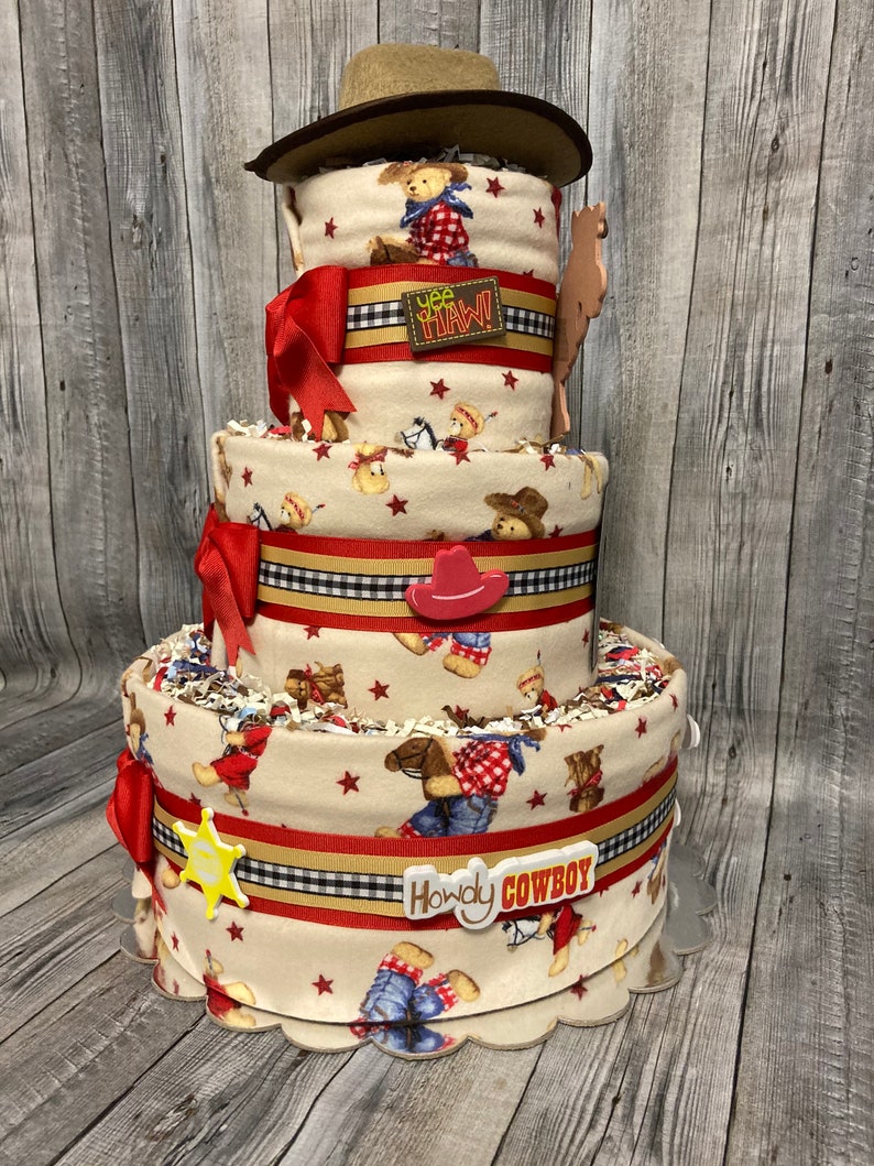 Baby Diaper Cake Cowboy Country Shower Gift Centerpiece | Etsy