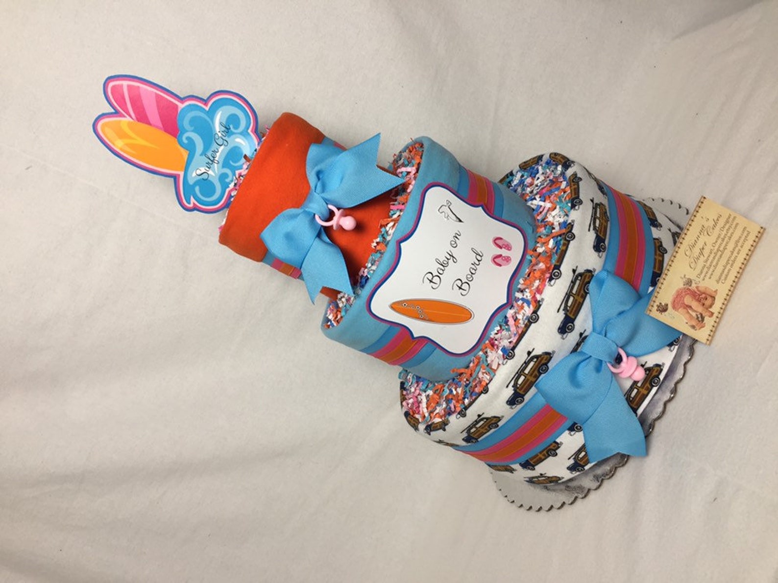 Baby Diaper Cake Surfing Surfer Shower Centerpiece Gift Baby - Etsy