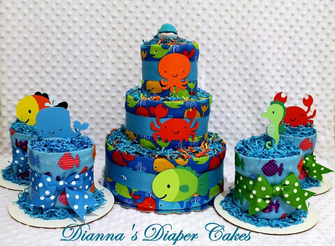 Under the Sea Baby Diaper Cake & Mini Diaper Cakes Shower Gift or ...