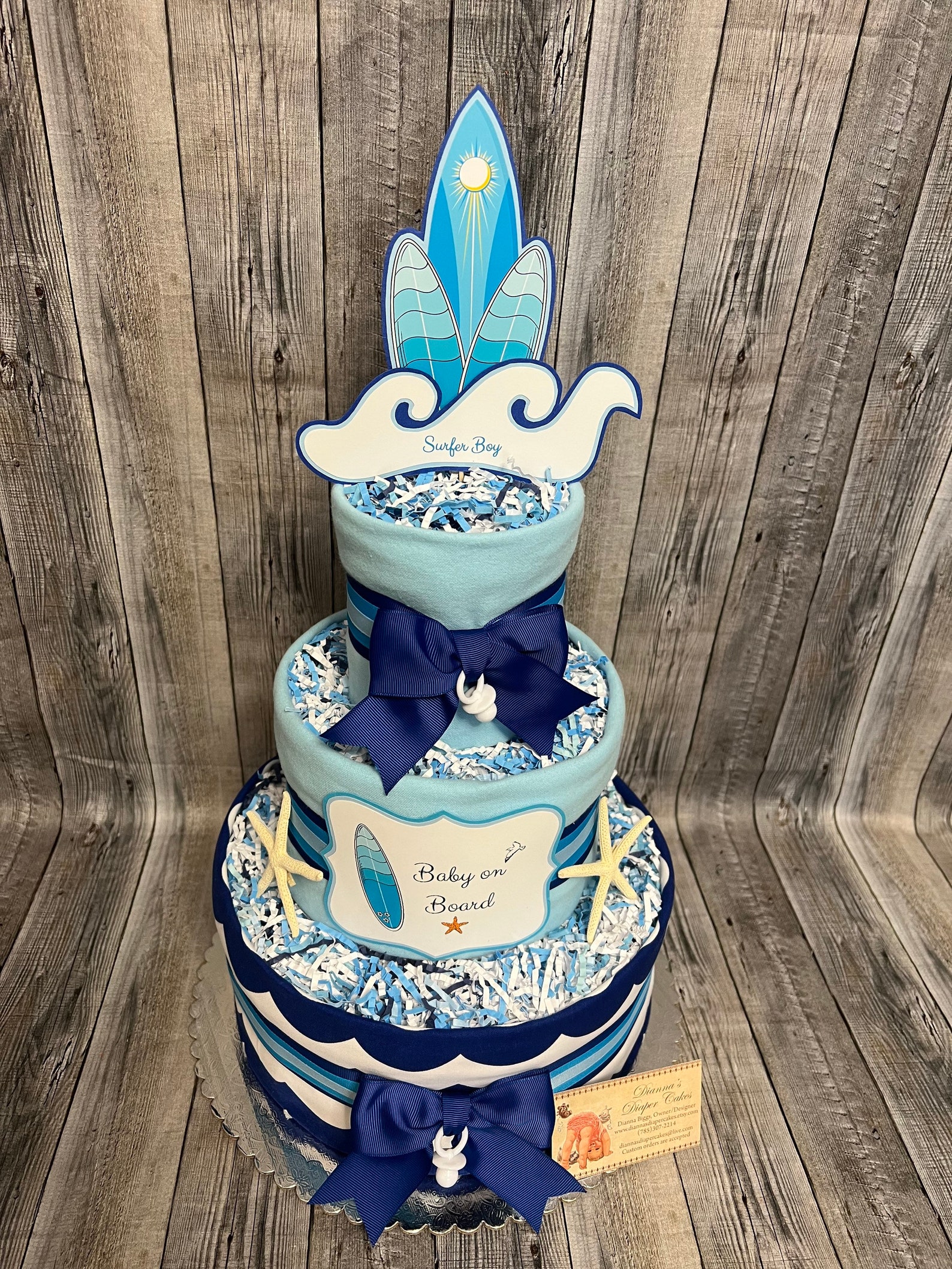 Baby Diaper Cake Surfing Surfer Shower Centerpiece Gift Baby - Etsy