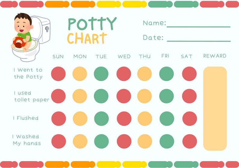 Kids Potty Training Chart – Printable Reward System – Digital Download ...