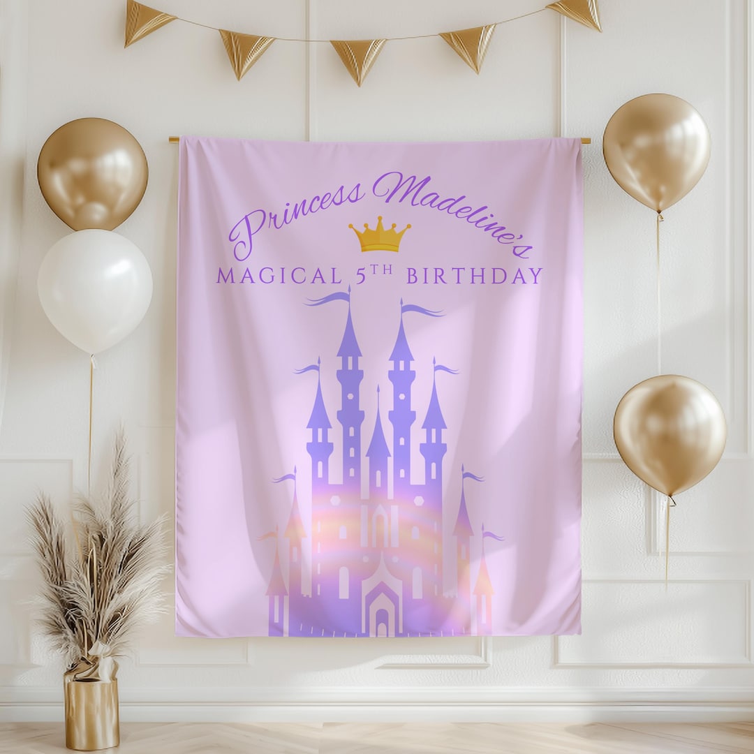 Princess Birthday Banner Kids Party Decor Magical Birthday Sign Girl ...