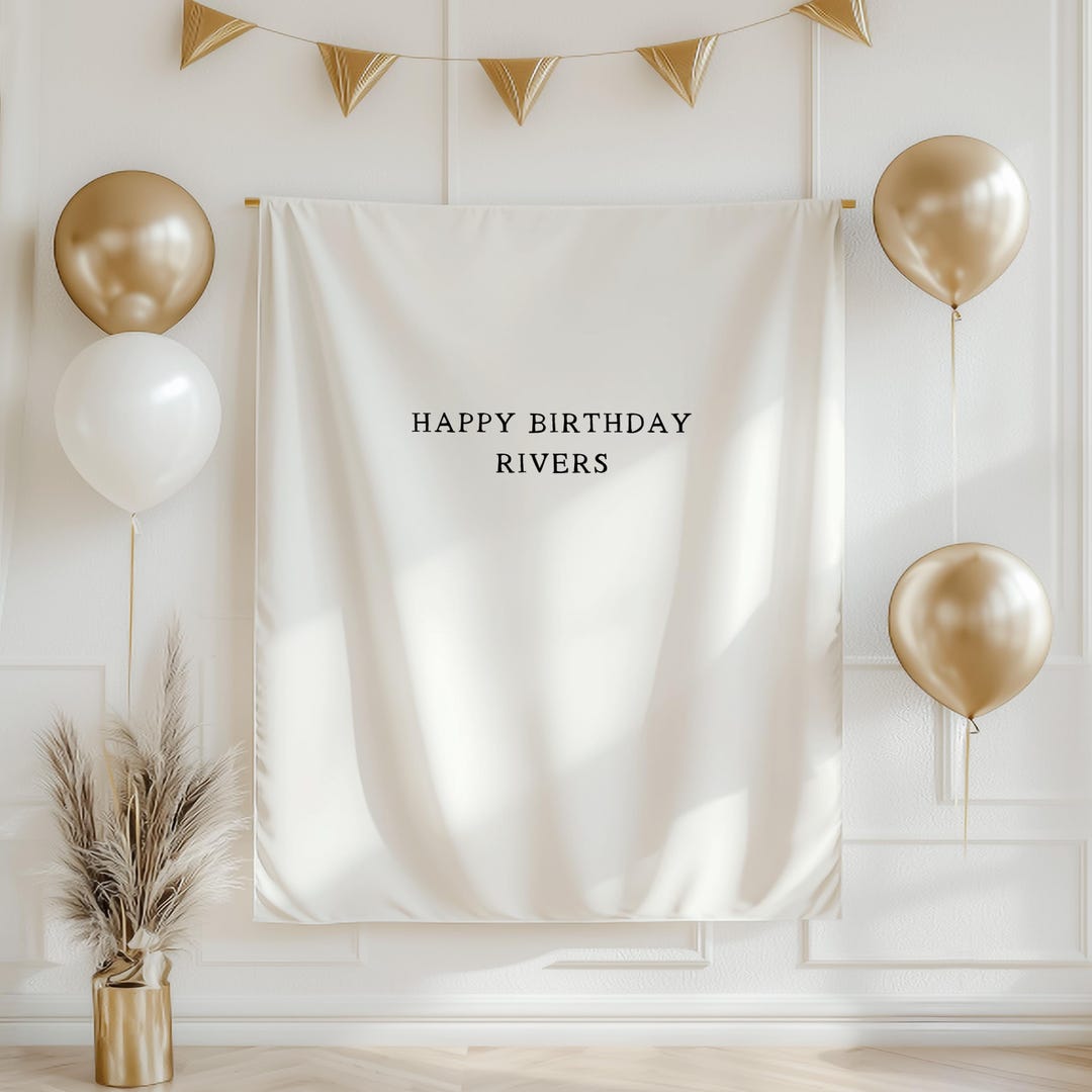 Custom Birthday Banner Fabric Name Sign Minimalist Kids Party Sign Boho ...