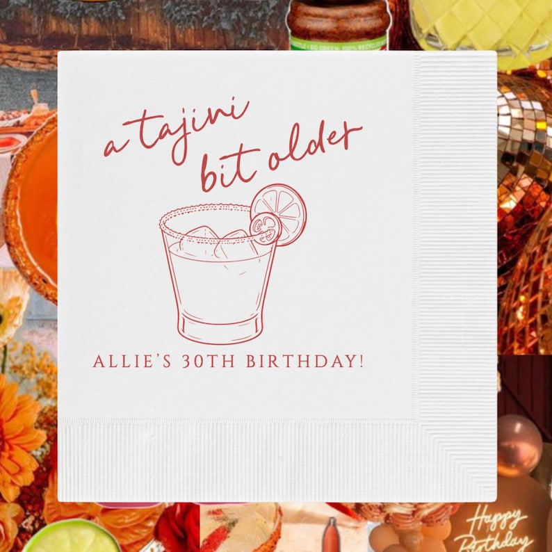 A Tajini Bit Older Birthday Napkins, Mexican Theme Birthday Party ...