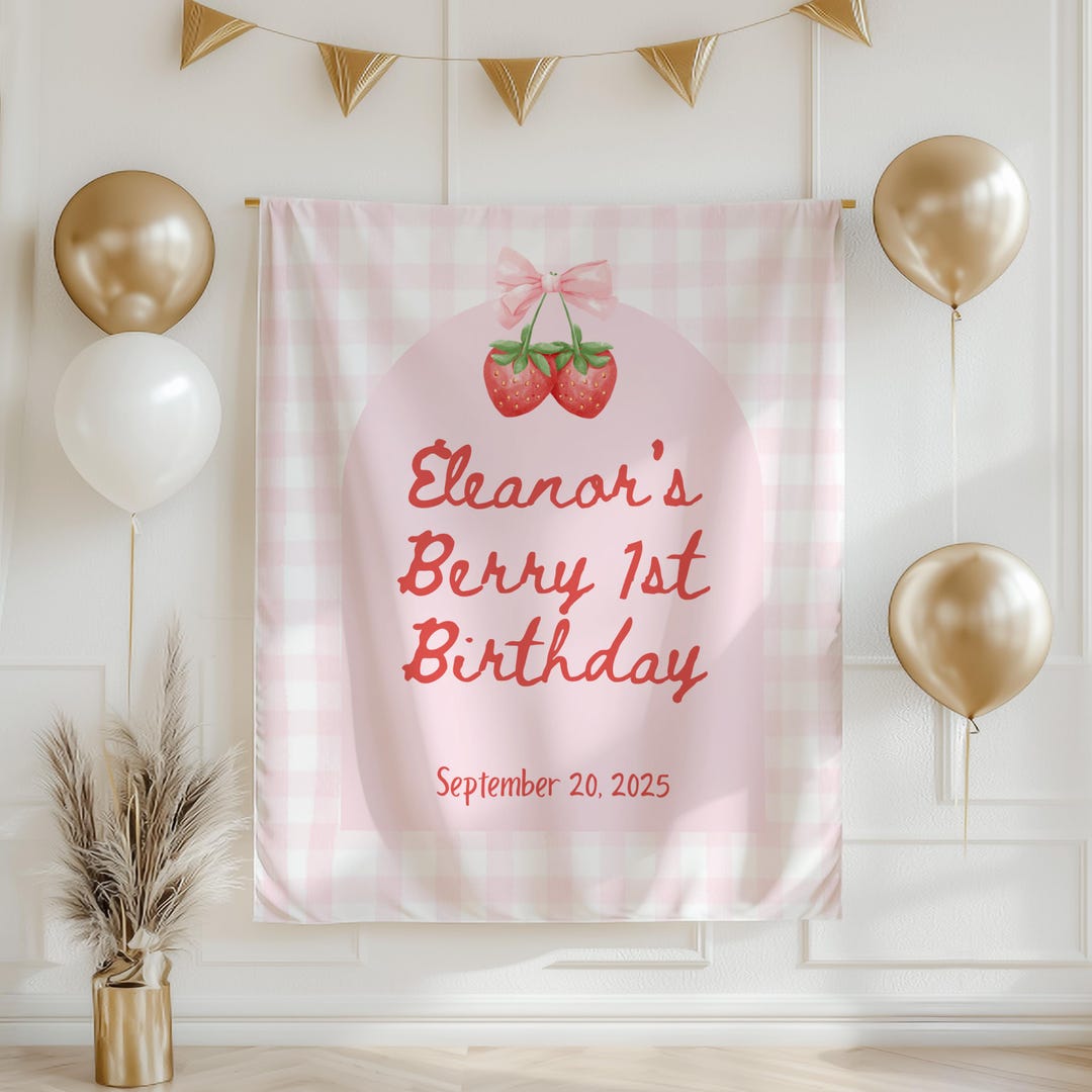 Berry First Birthday Banner Strawberry First Birthday Decor Girl 1st ...