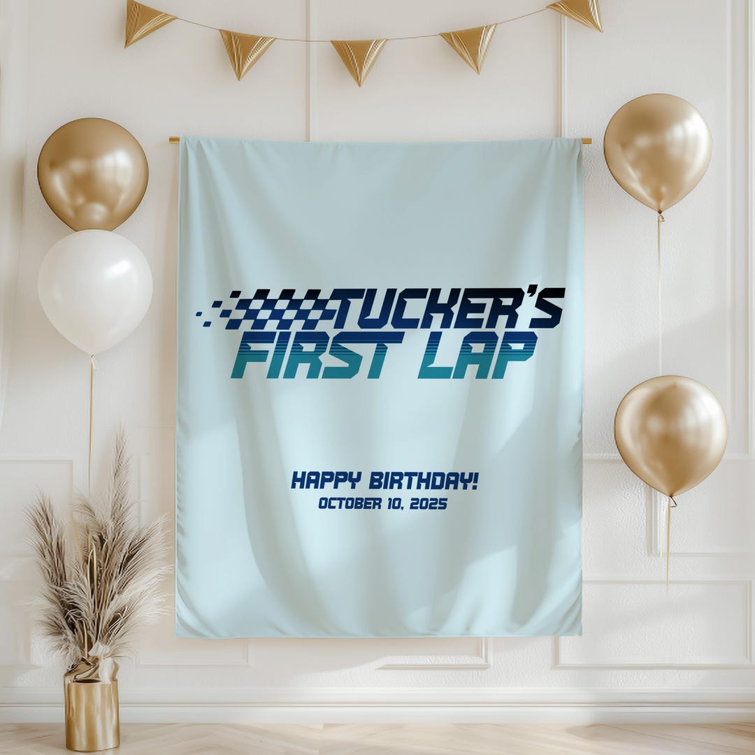 First Lap Birthday Banner Race Car Fast One First Birthday Decor Boy ...