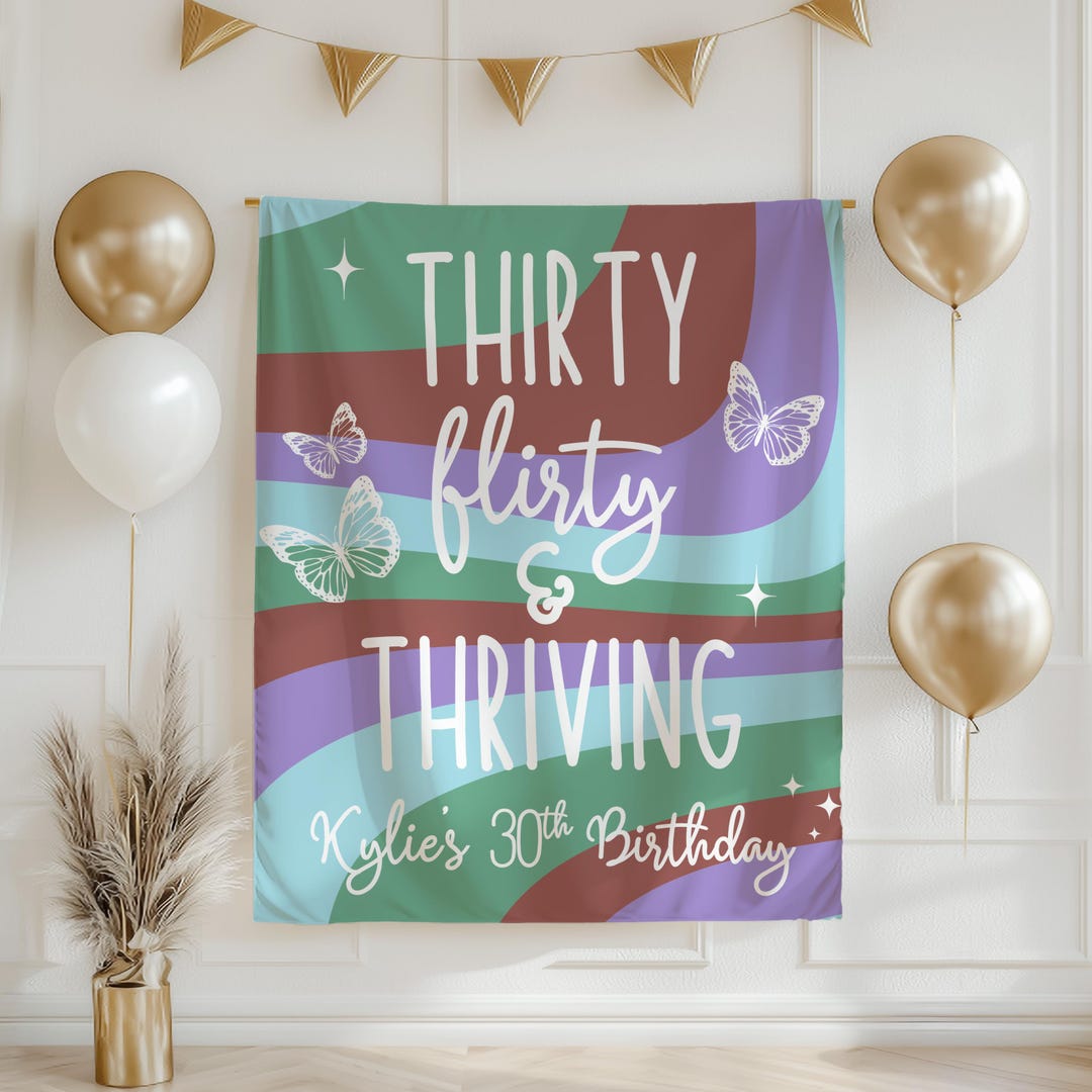 Thirty Flirty and Thriving Banner Custom 30th Birthday Backdrop 13 ...