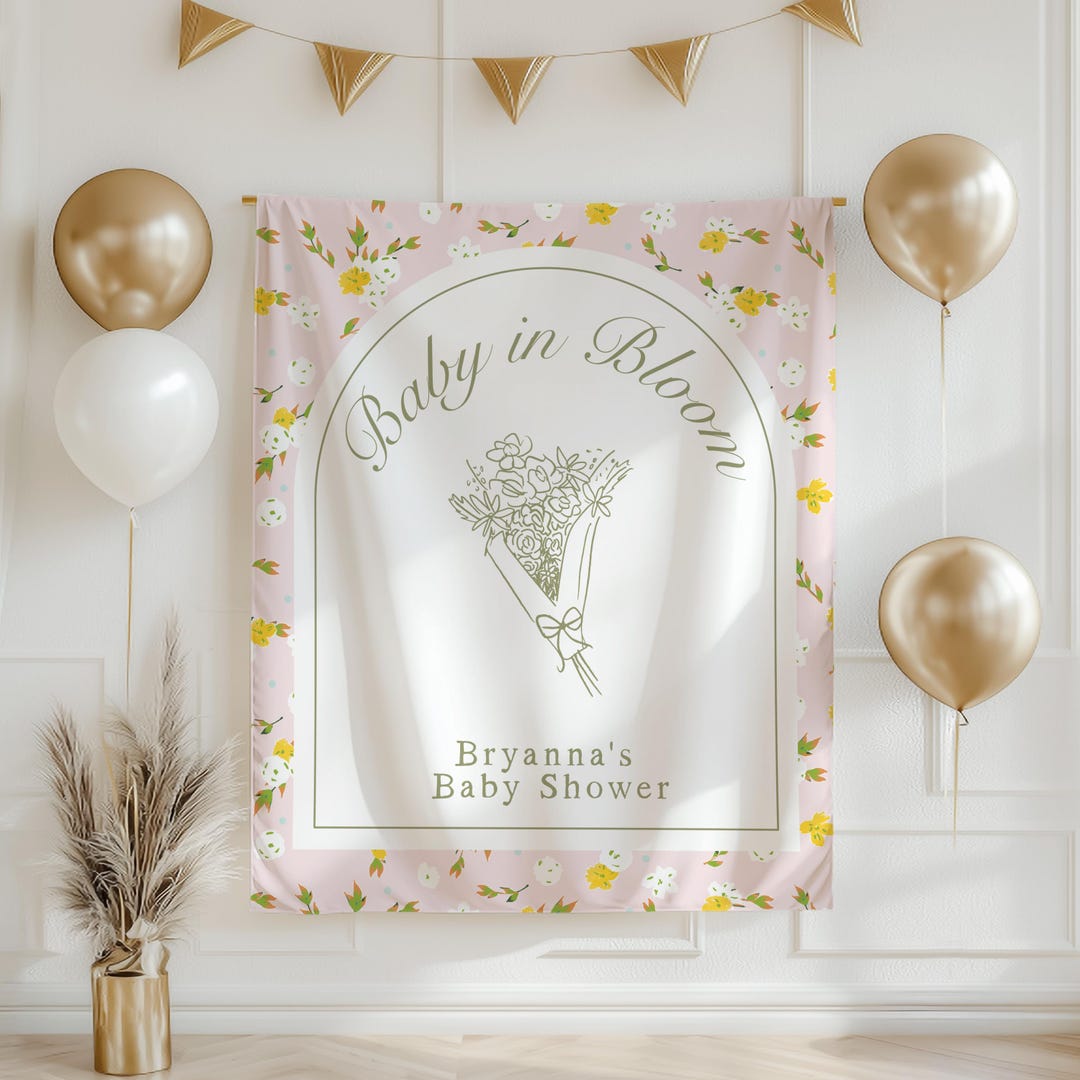 Baby in Bloom Banner Baby Shower Banner Floral Baby Sprinkle Decor ...