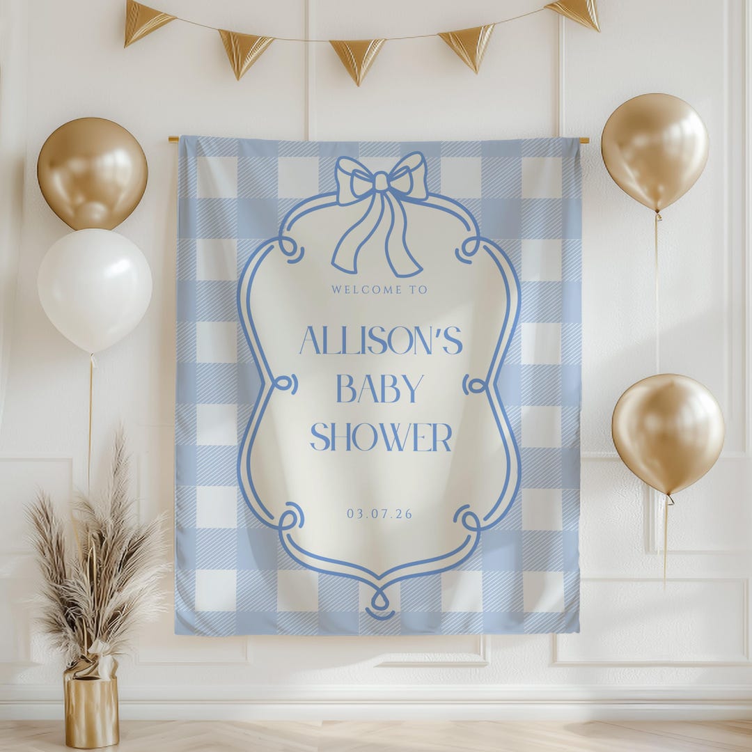 Custom Baby Boy Shower Banner Personalized Party Decoration, Blue Baby ...