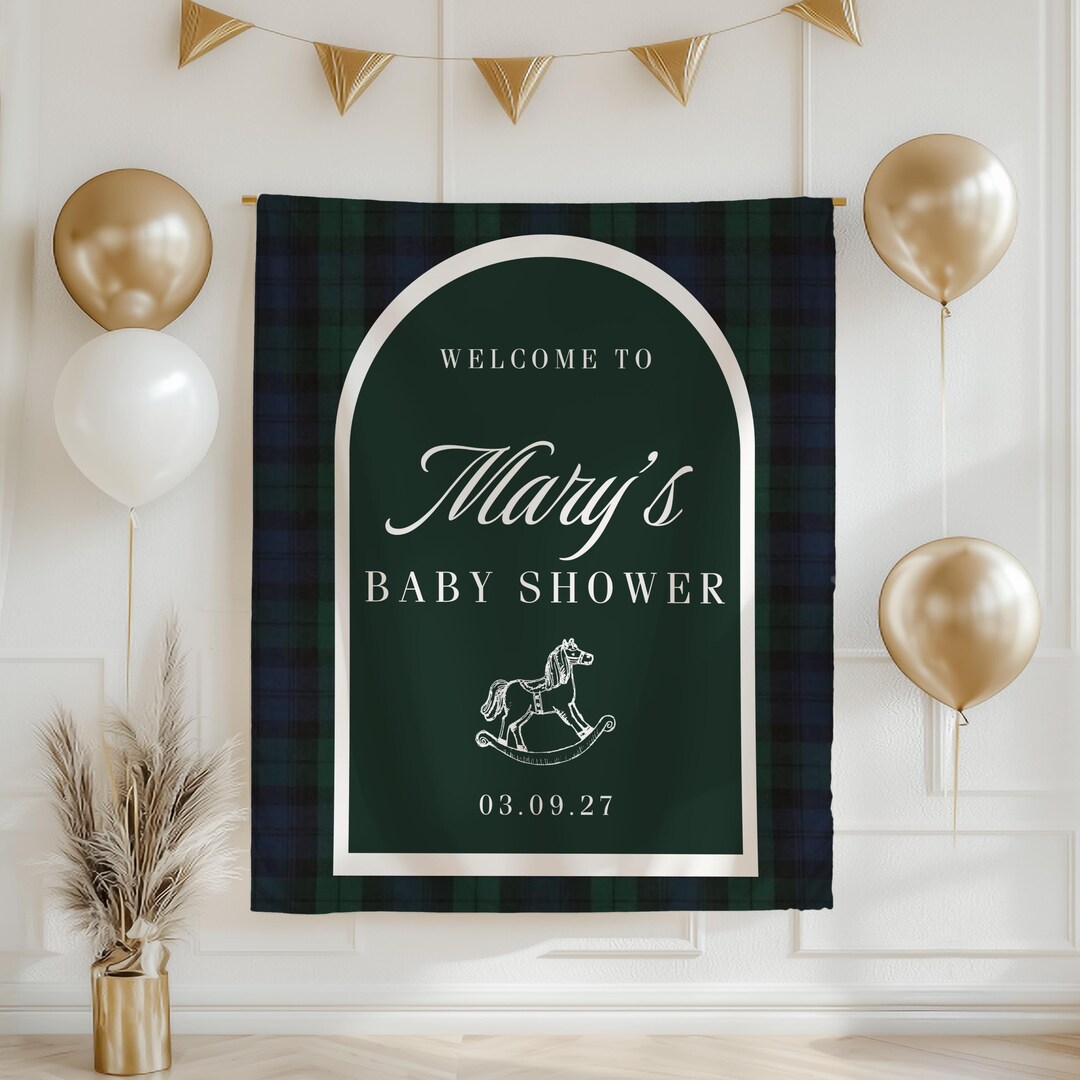 Vintage Preppy Baby Shower Banner Classic Equestrian Baby Shower ...