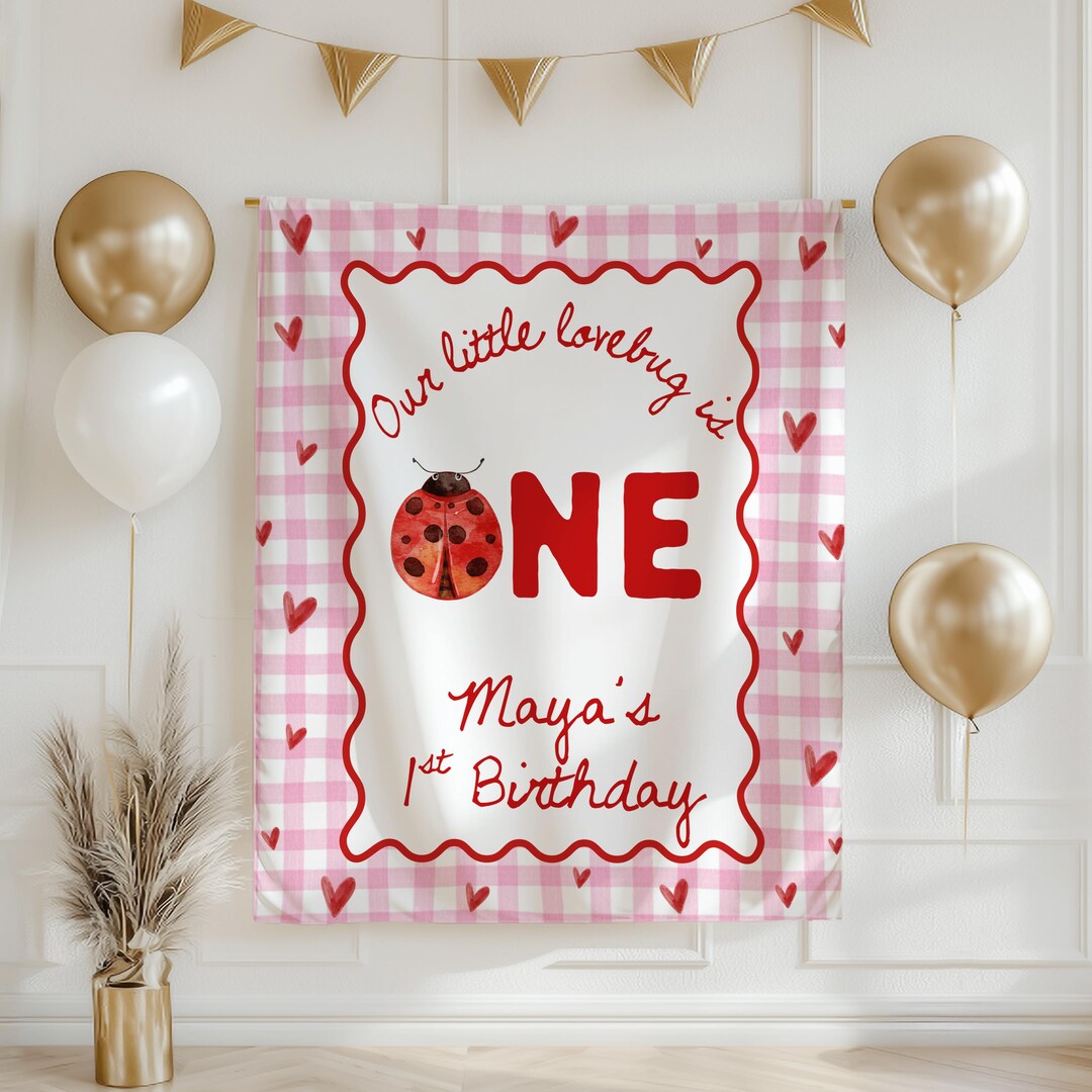 Our Little Love Bug is One Banner Custom First Birthday Backdrop ...