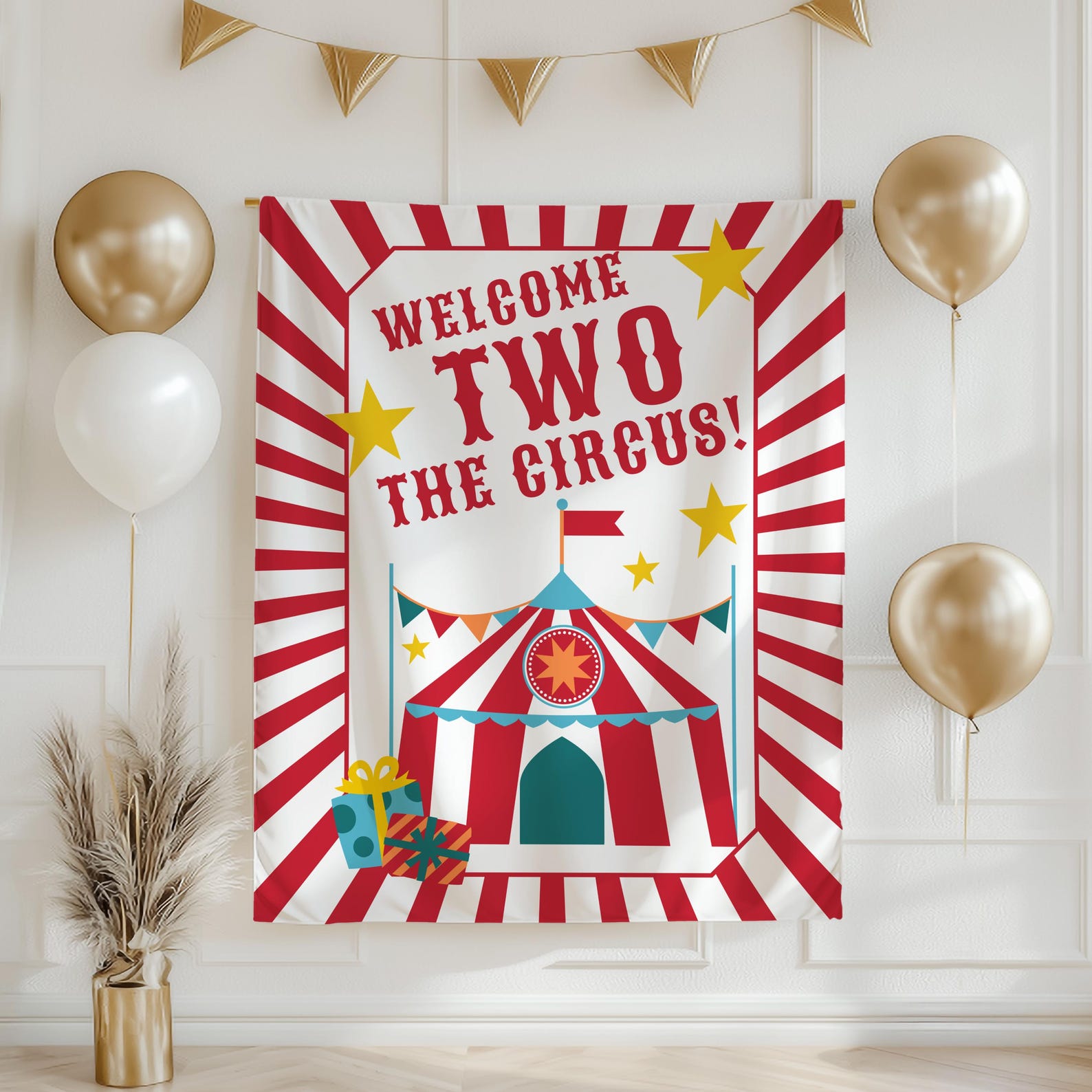 Welcome TWO the Circus Banner Circus 2nd Birthday Party Decor Carnival ...