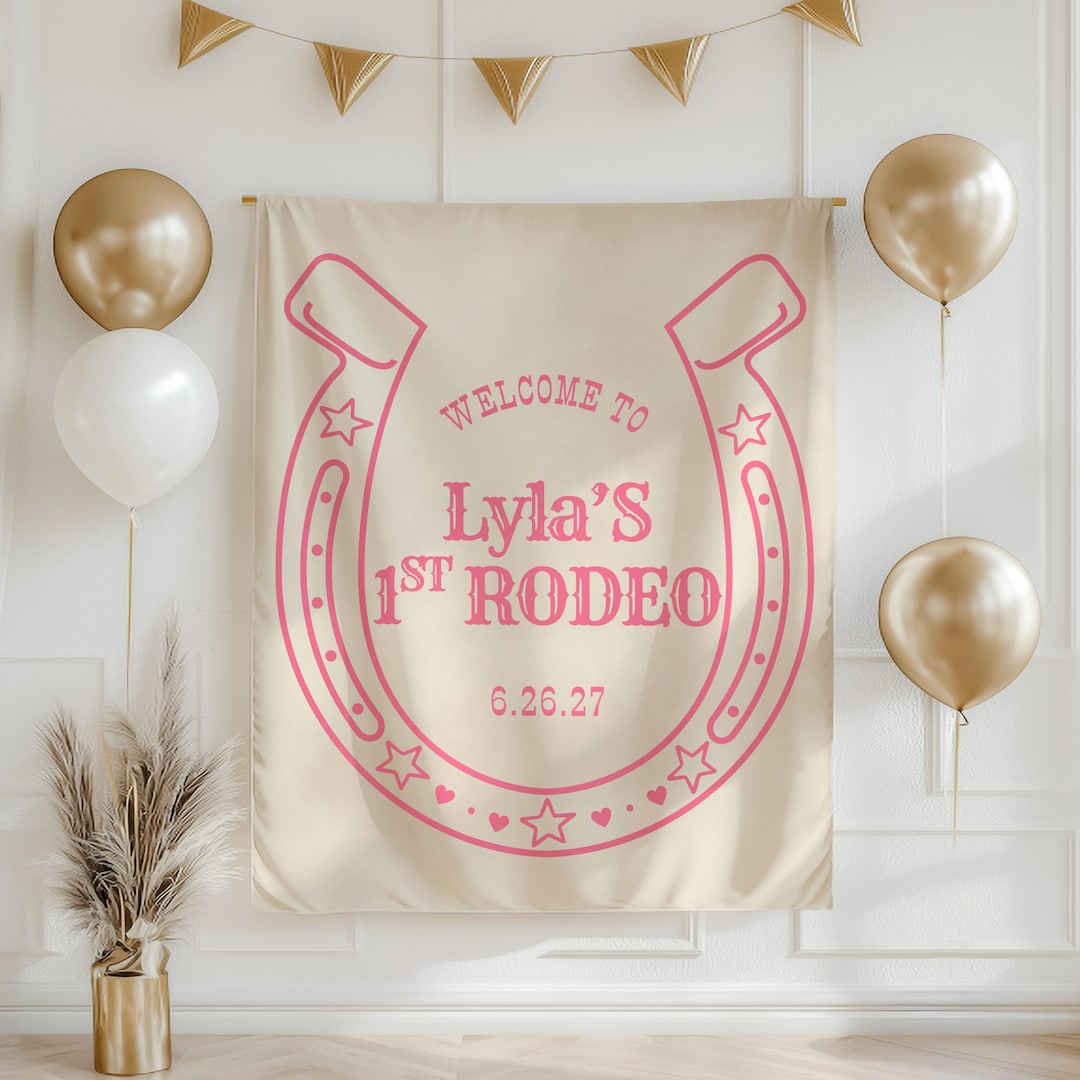 My First Rodeo Birthday Banner, Cowgirl First Birthday Decor, Pink ...