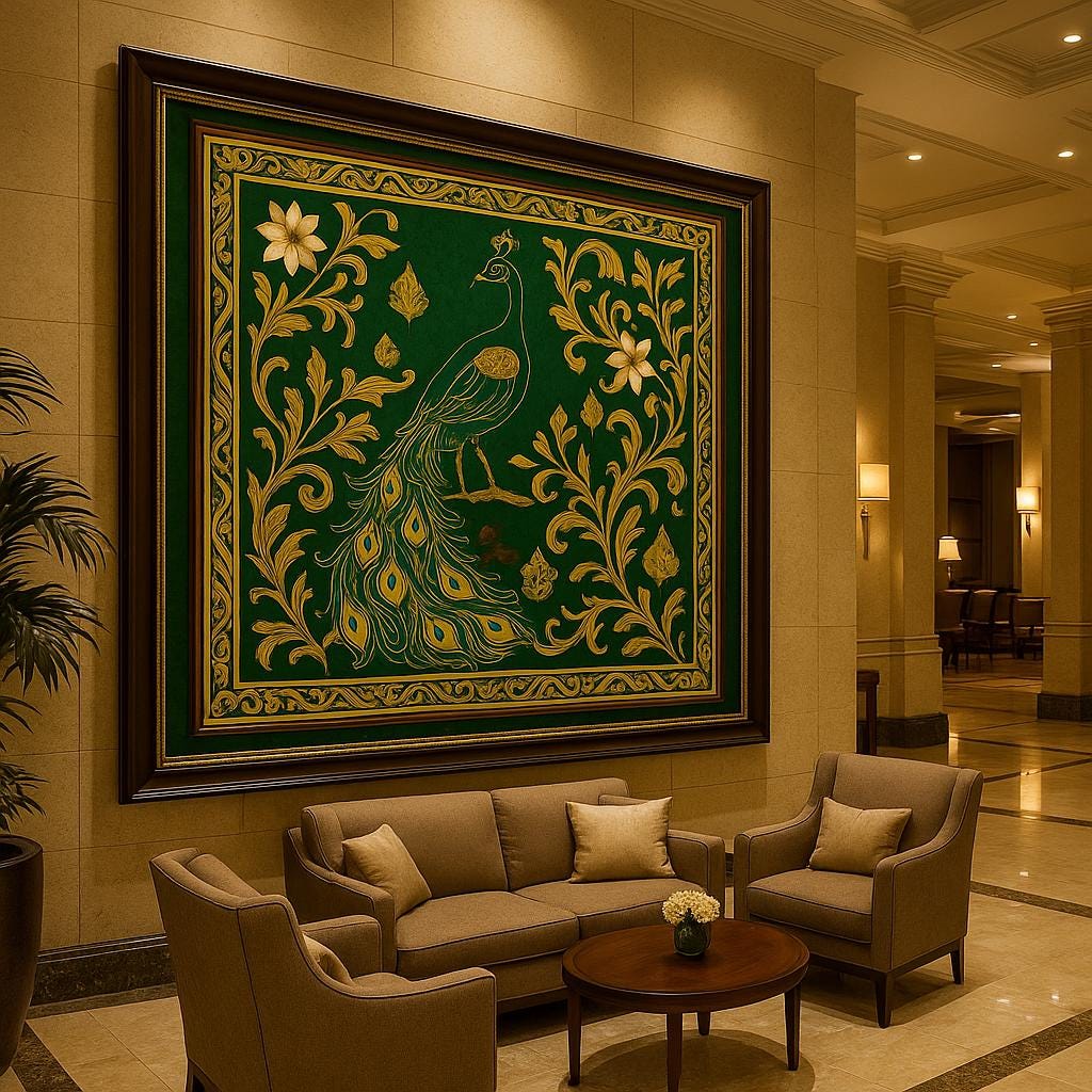 Peacock Gold Green Thai Pattern – Seamless Digital Fabric Design (JPG ...