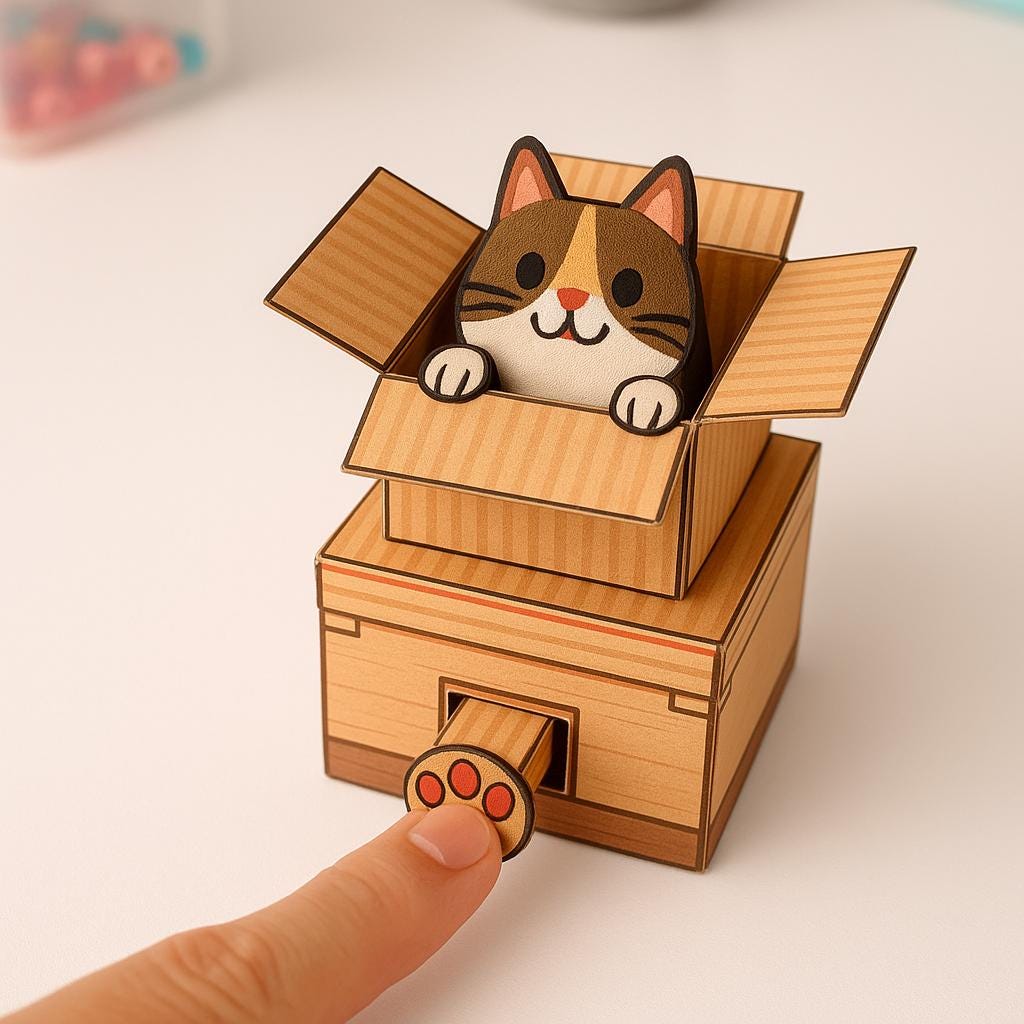 Pop up Cat in Box Paper Craft Template | 3D Printable Paper Toy With ...