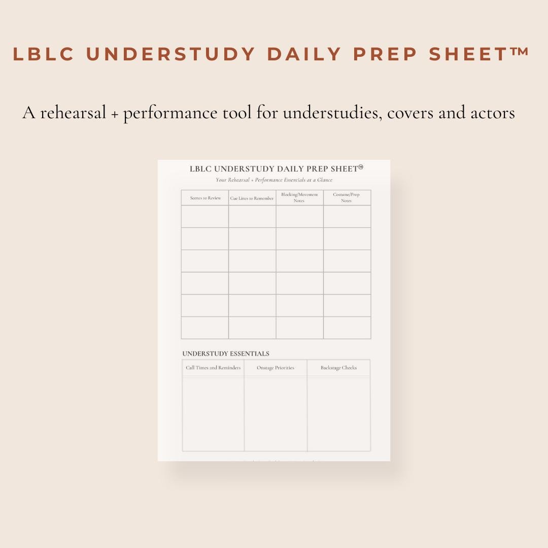 Understudy Prep Sheet • Actor Rehearsal Template • Cue Lines & Blocking ...