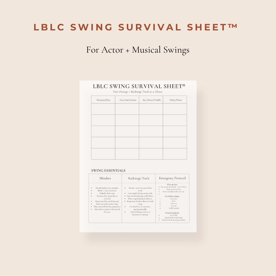 Swing Survival Sheet • Actor, Musical Understudy Reference (PDF Digital ...