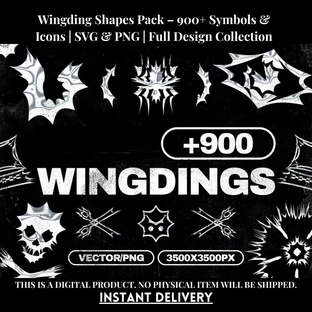 Wingding Shapes Pack – 900+ Symbols & Icons | SVG and PNG | Full Design ...